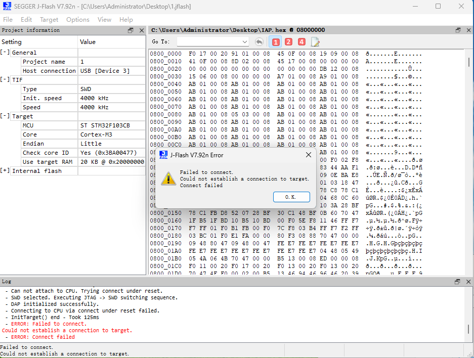failed to connect could not establish，keil中J-Link可以识别但J-Flash识别不了_jflash failed to connect-CSDN博客