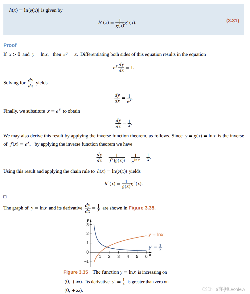 微积分复习笔记 Calculus Volume 1 - 3.9 Derivatives of Exponential and LogarithmicFunctions-CSDN博客