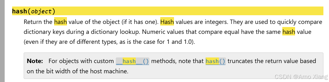 Python 常用内置函数详解（六）：hash()函数----用于获取一个对象（字符串或者数值等）的哈希值_python hash-CSDN博客