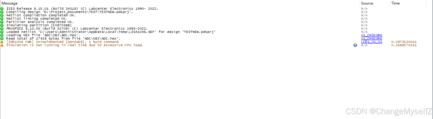 PROTUES8.15仿真出现Simulation is not running in real time due to excessive CPU load. @0.268857031s ...