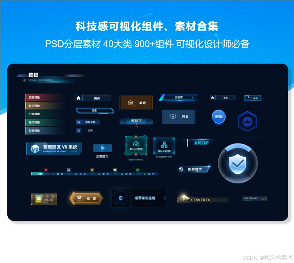 数据可视化大屏UI组件库：B端科技感素材PSD，设计师的得力助手_b端大屏素材-CSDN博客