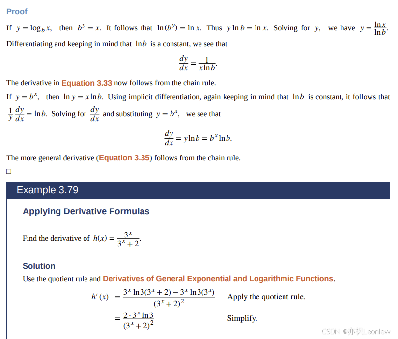微积分复习笔记 Calculus Volume 1 - 3.9 Derivatives of Exponential and LogarithmicFunctions-CSDN博客