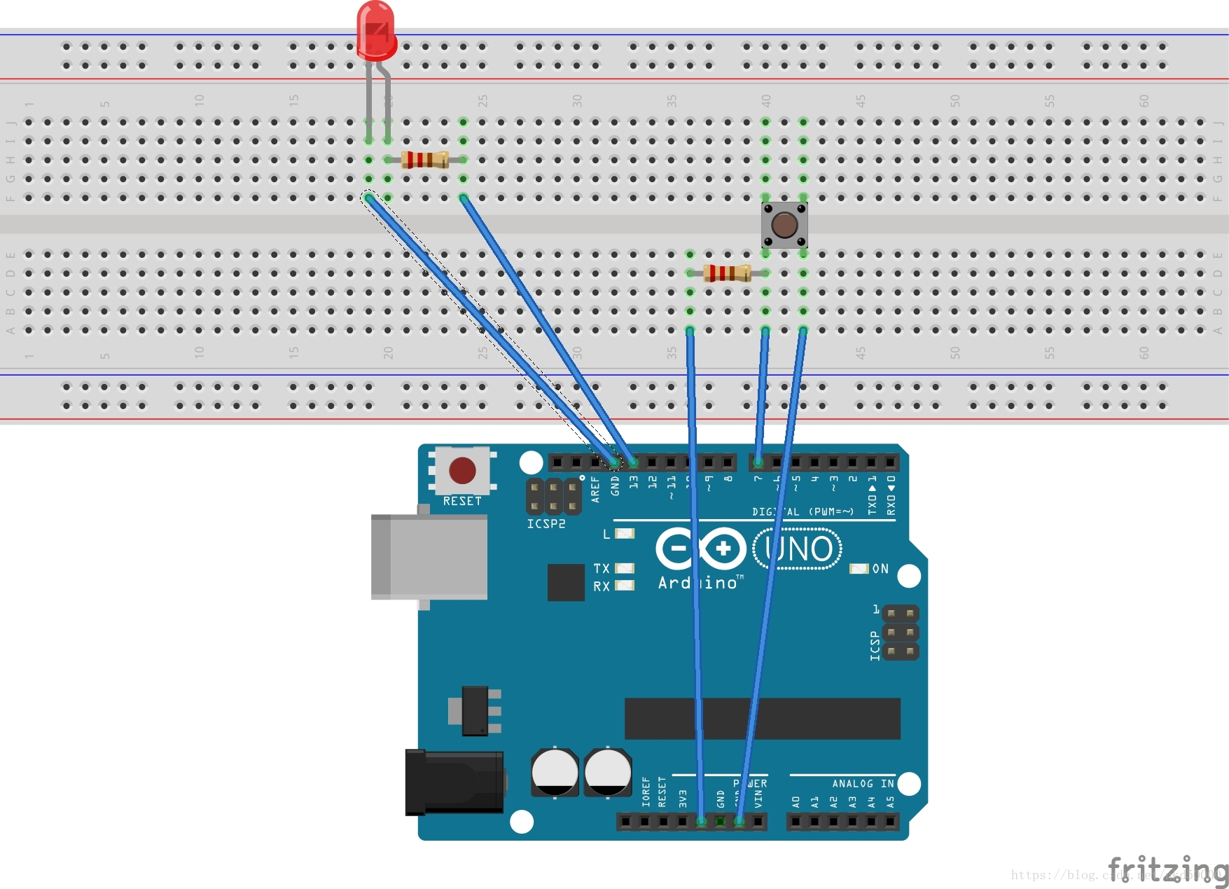 Arduino开关连接LED灯-CSDN博客