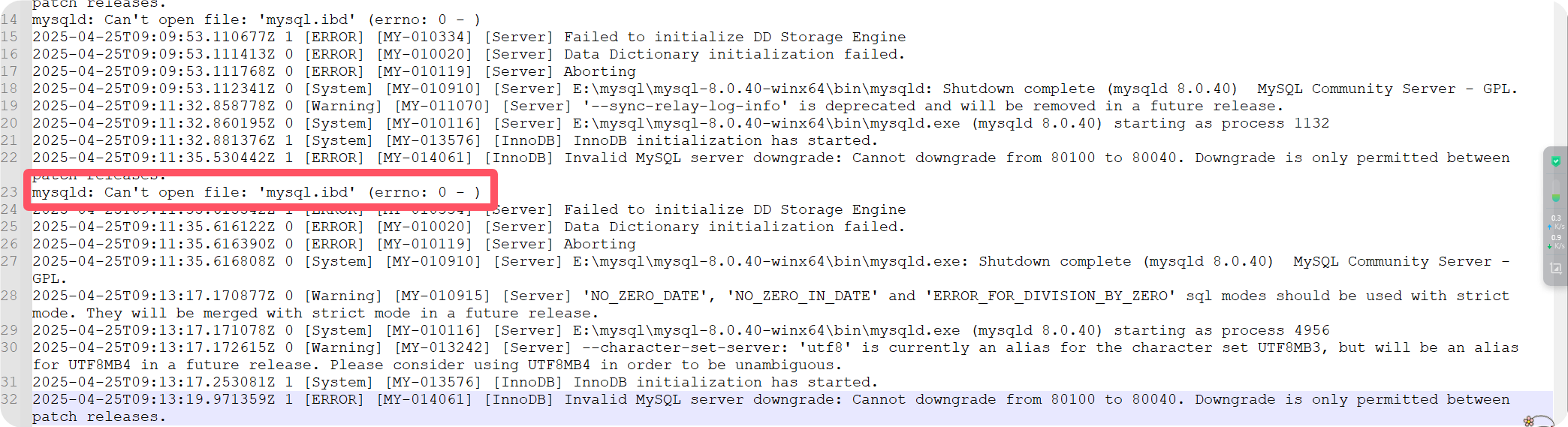 windowserver中MySQL启动失败，解决问题方式_windows mysql启动失败-CSDN博客