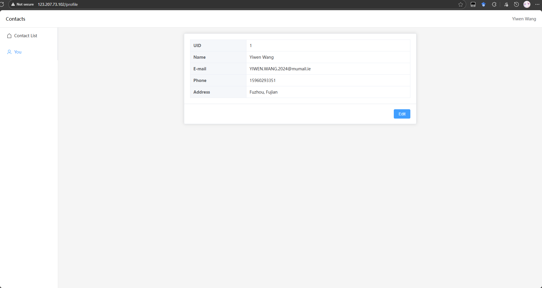 First Assignment - Frontend and Backend Separation Contacts System-CSDN博客