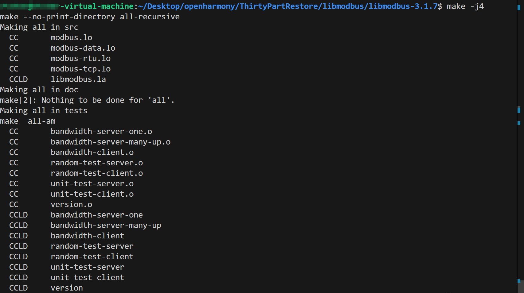 OpenHarmony 开源鸿蒙南向开发——linux下使用make交叉编译第三方库——libmodbus_开源鸿蒙工控机怎么安装make-CSDN博客