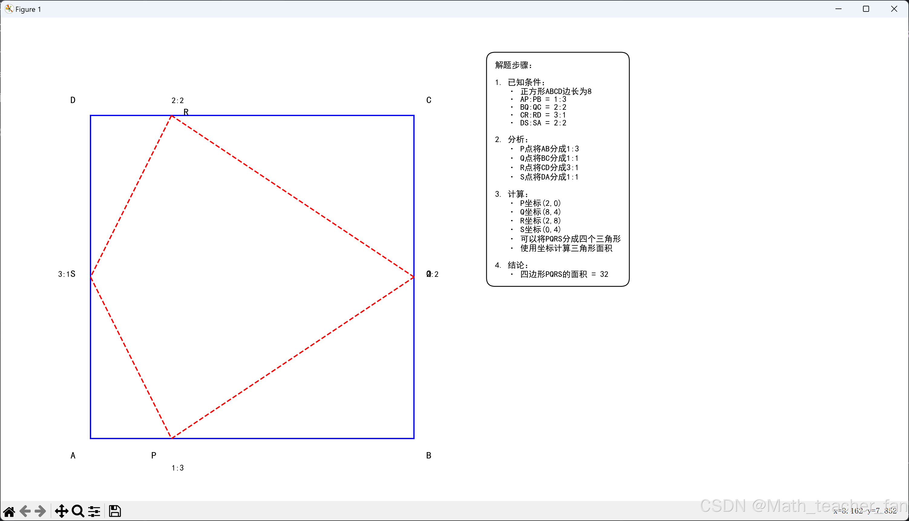 Python各类图形绘制—turtle与Matplotlib-35、正方形内部分点构成四边形的面积问题-CSDN博客