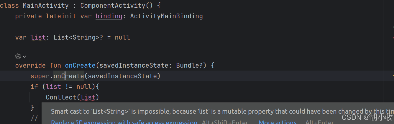 Smart cast to ‘Button!‘ is impossible, because ‘button‘ is a mutable property that could have ...