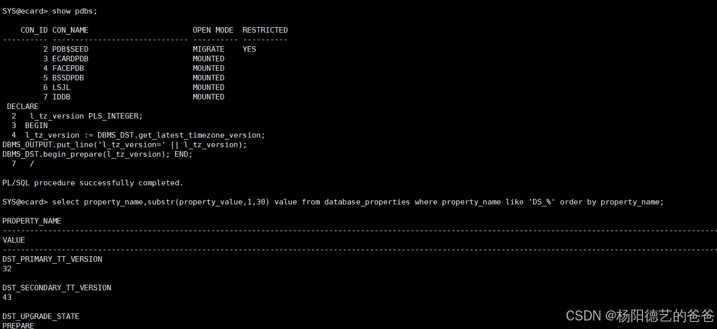 【ORACL 19C 时区版本升级DSTV32-DSTV43（ORA-39405）】_43补丁-CSDN博客