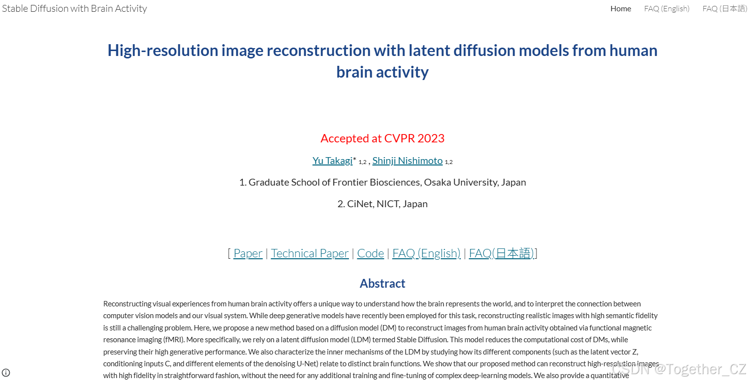 High-resolution image reconstruction with latent diffusion models from human brain activity-CSDN博客