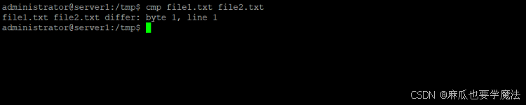 Linux cmp 命令教程：轻松学会用命令比较两个文件是否有差异（附常用语法参数及7条实例）_比较指令cmp怎么用-CSDN博客