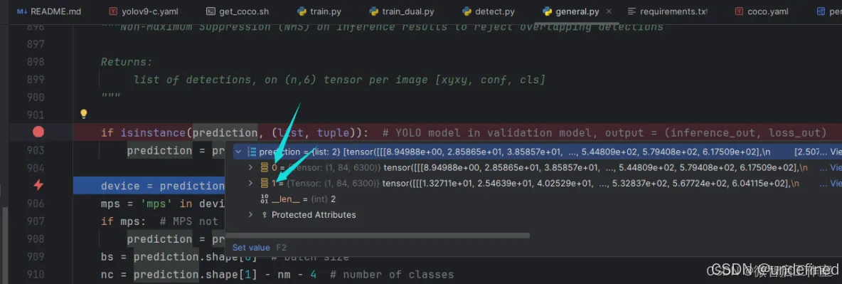 yolov9目标检测报错AttributeError: ‘list‘ object has no attribute ‘device ...