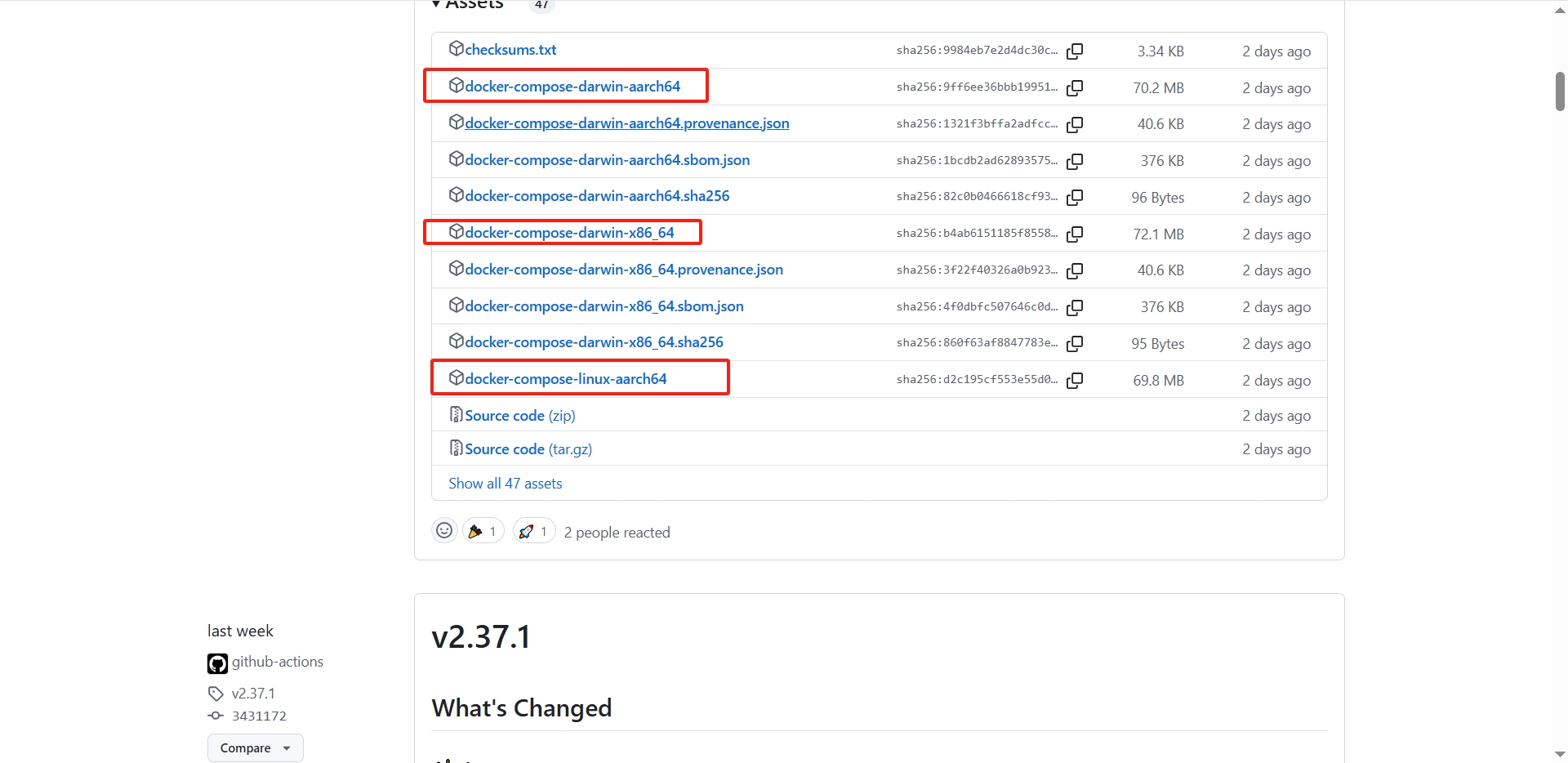 离线升级docker-compose到2.37.2后，执行docker-compose --version报cannot execute binary file: Exec format ...