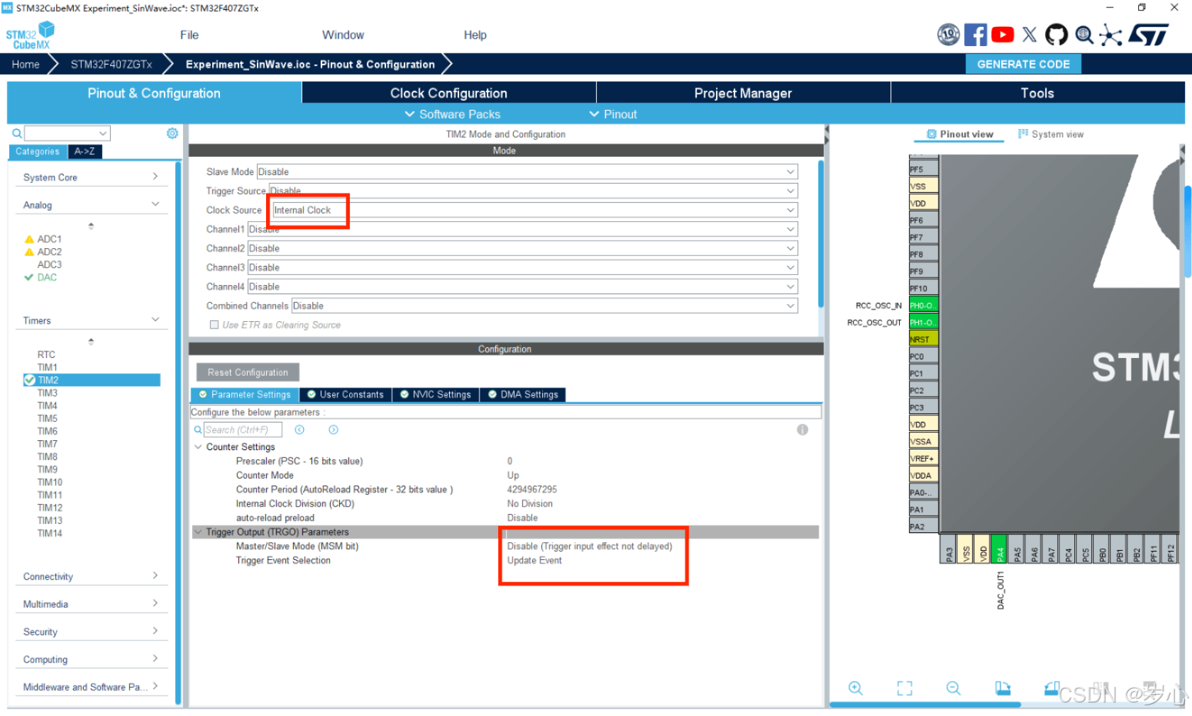 STM32入门笔记（7）：STM32CubeMX配置DAC+DMA生成正弦波及任意波形_stm32cube 6.13-CSDN博客