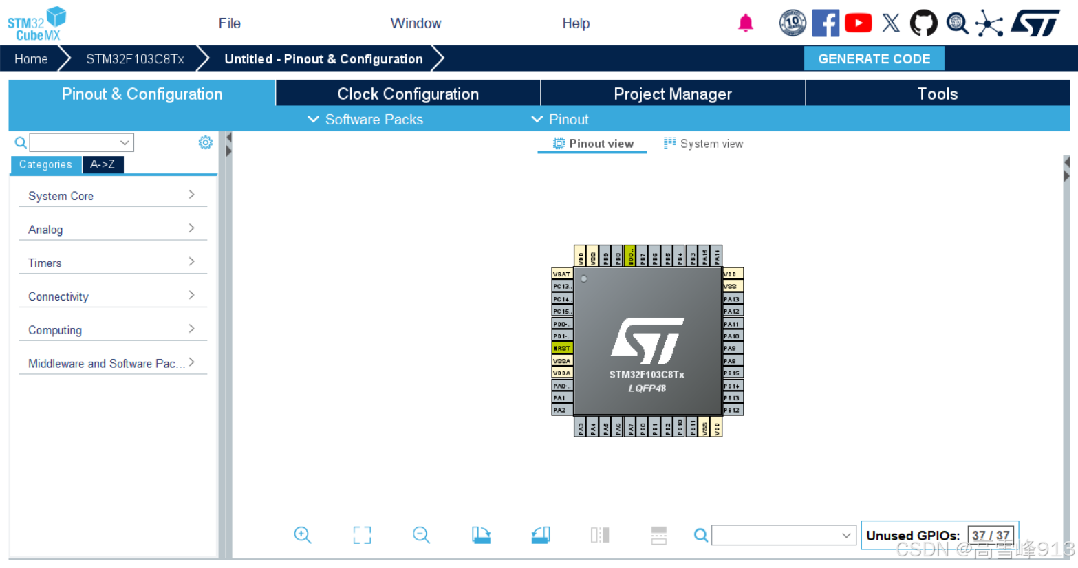 如何用STM32最小系统板点灯——2_stm32自带小灯-CSDN博客