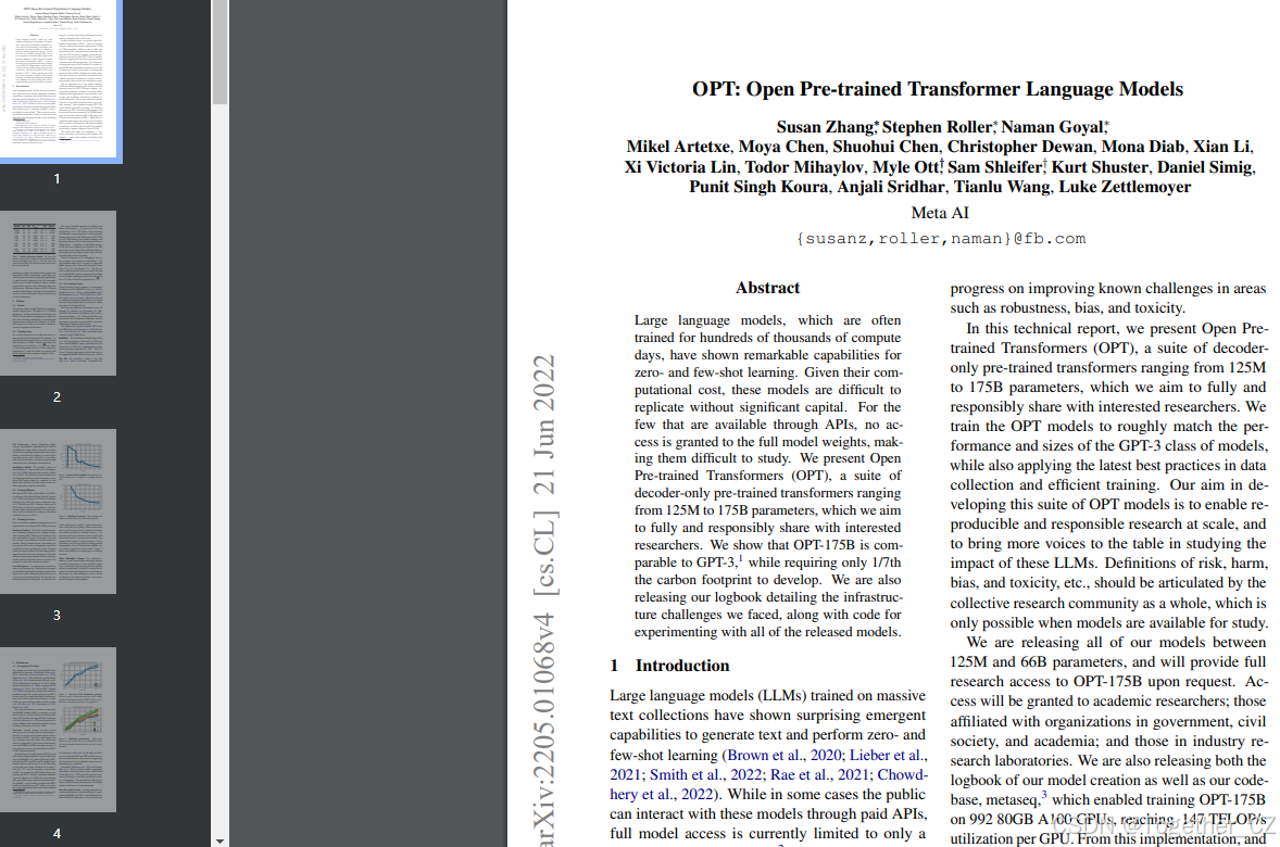 OPT: Open Pre-trained Transformer Language Models——开放预训练Transformer语言模型-CSDN博客