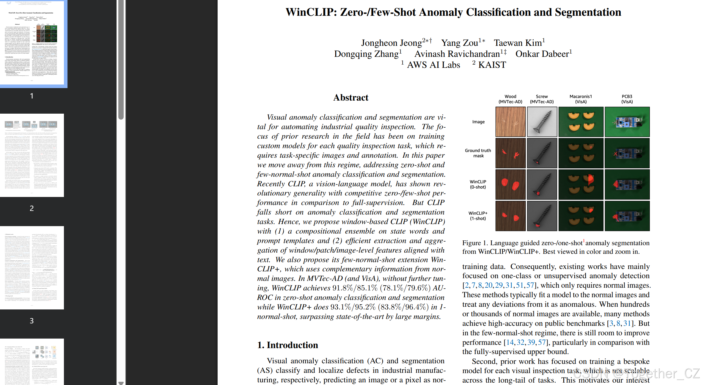 WinCLIP: Zero-/Few-Shot Anomaly Classification and Segmentation——WinCLIP：零样本/少样本异常分类与分割-CSDN博客