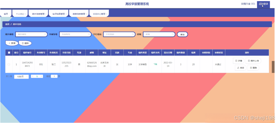 附源码 Python计算机毕业设计高校学报管理系统django(程序lw) Csdn博客