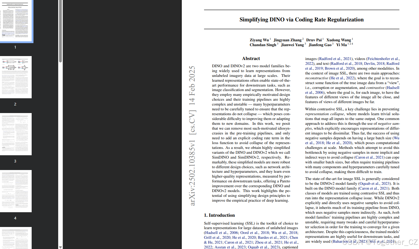 Simplifying DINO via Coding Rate Regularization——通过编码率正则化简化 DINO_simdino-CSDN博客