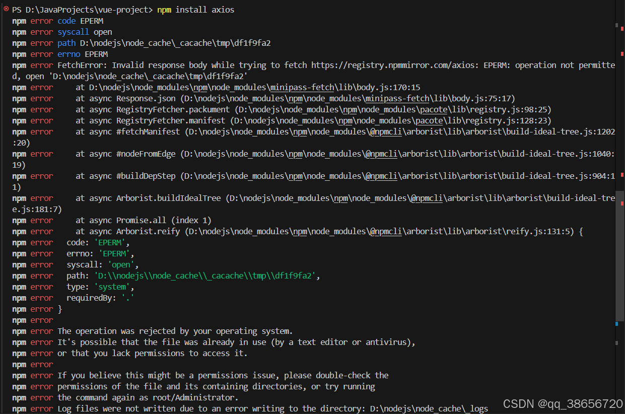 npm error code RPERM-CSDN博客