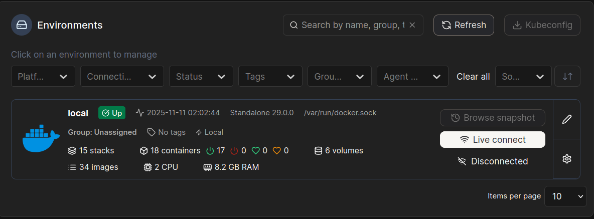 最新版本Docker和Portainer连接问题：Failed loading environmentThe environment named local is unreachable ...