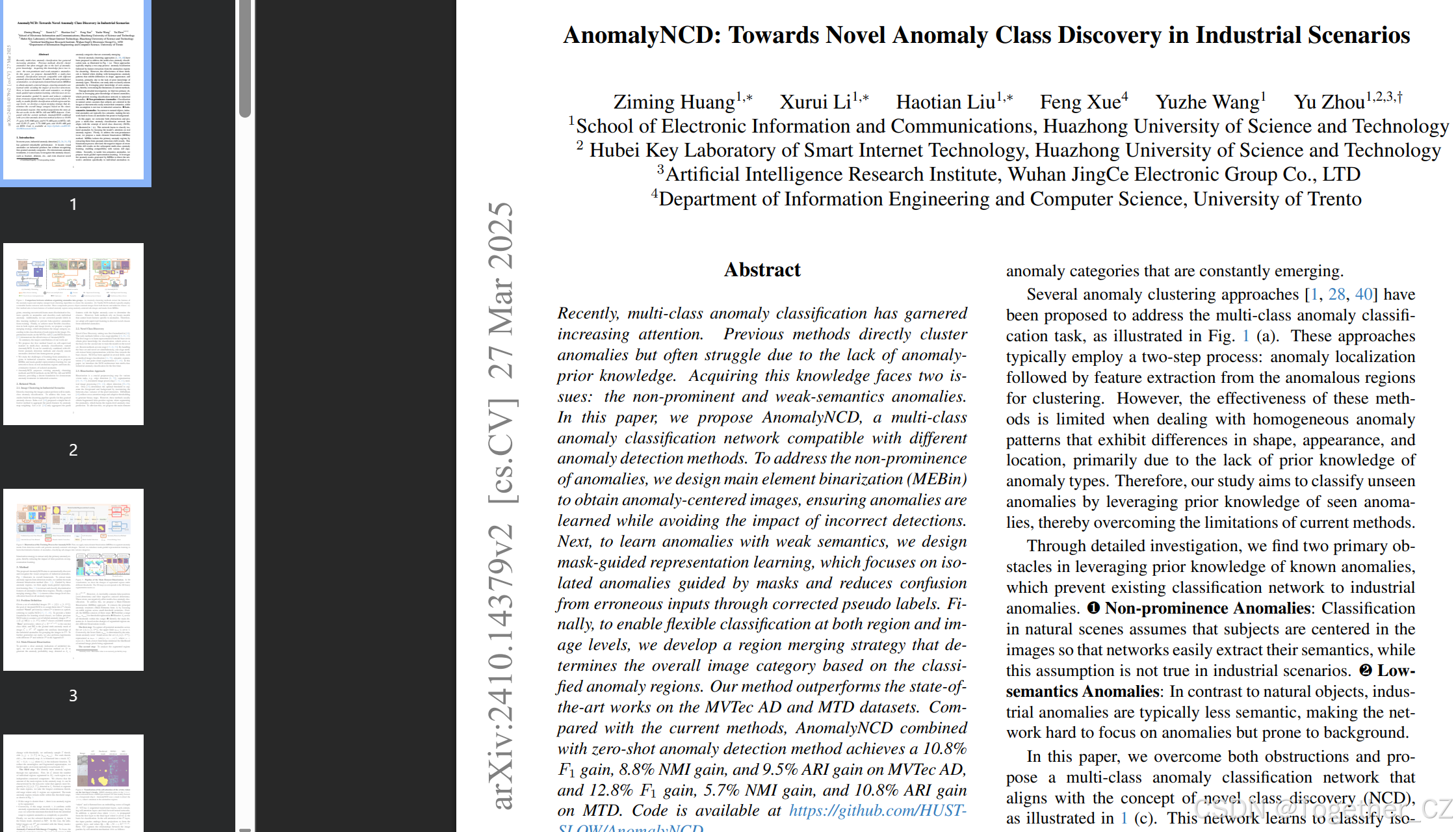 AnomalyNCD: Towards Novel Anomaly Class Discovery in Industrial ...