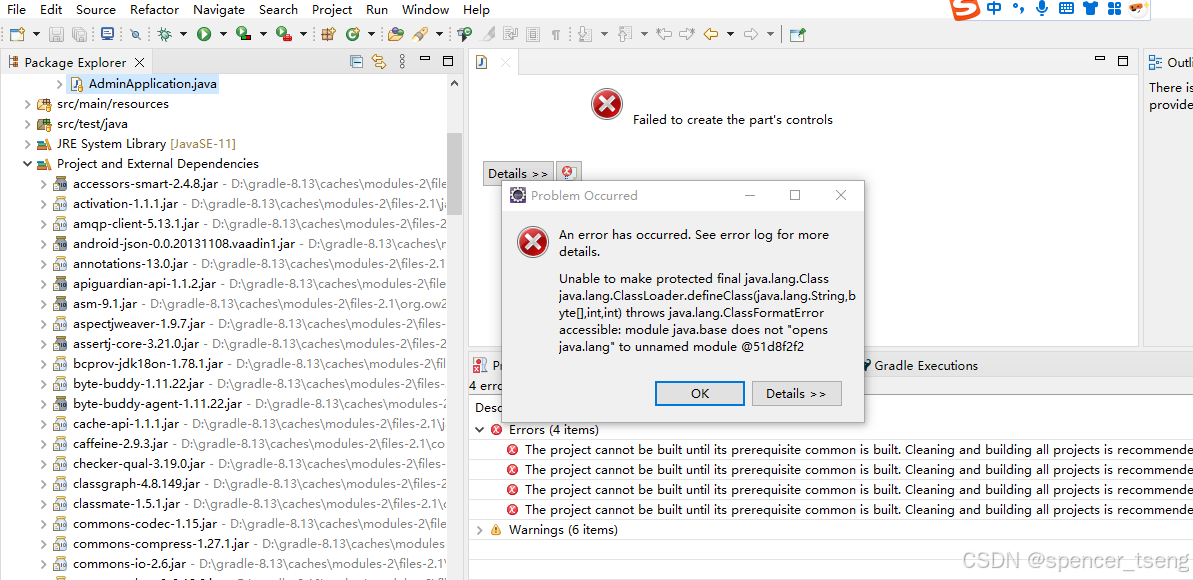 Unable to make protected final java.lang.Class java.lang.ClassLoader.defineClass(java.lang ...