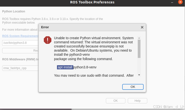 【Matlab】2024a 版本 Simulink 编译生成 ROS代码，Python 解释器路径未设置报错解决方法_ros toolbox preferences-CSDN博客