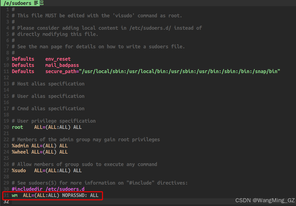 Ubuntu环境-环境基础配置（vim,sudoers,alias）_ubuntu sudoers-CSDN博客