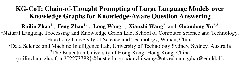 KG-CoT: Chain-of-Thought Prompting of Large Language Models over Knowledge Graphs for Knowledge ...