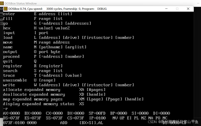 微机原理与接口技术课程实践2—DOSBOX中的debug与r、d命令的使用步骤_dosbox用debug命令的使用实验结果截图-CSDN博客