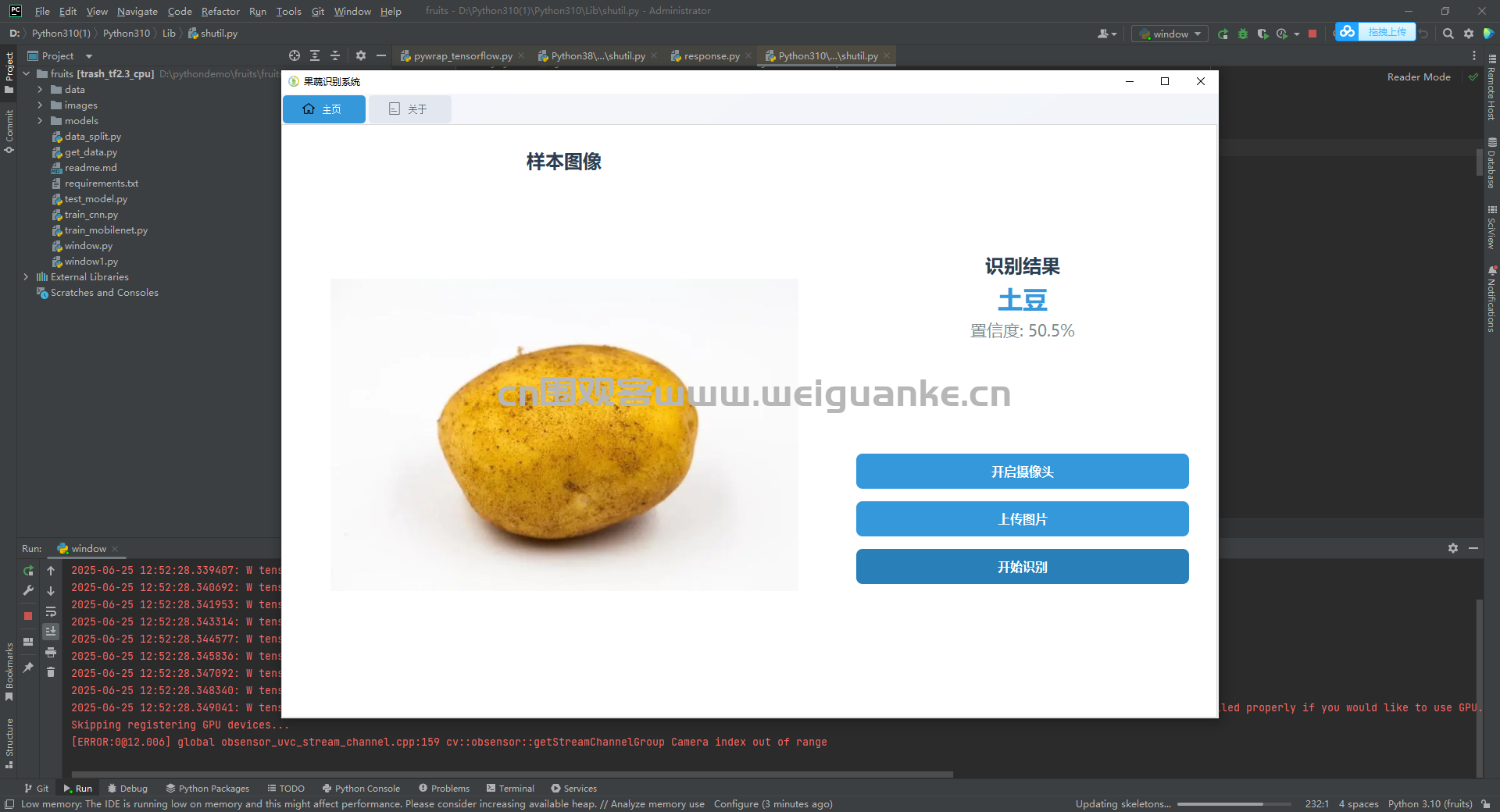 果蔬识别系统-PyQt5 + TensorFlow +MobileNet（CNN）_果蔬识别cnn-CSDN博客