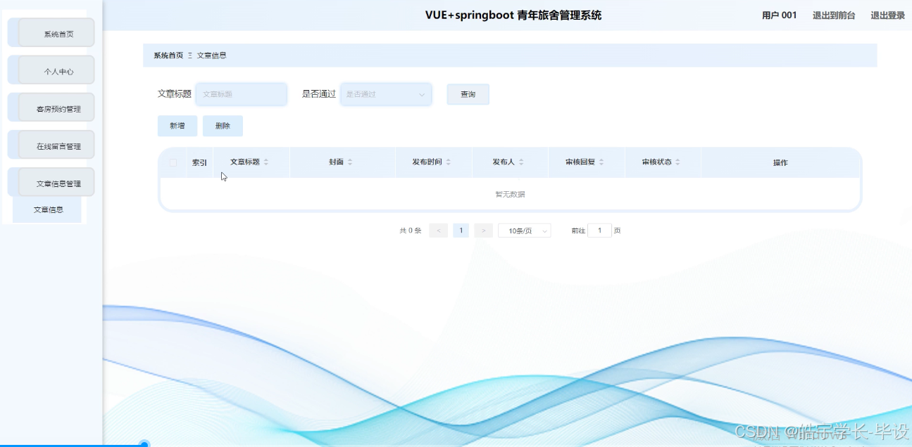 Springbootvuevue 青年旅舍管理系统【开题程序论文】springboot青年旅舍 Csdn博客