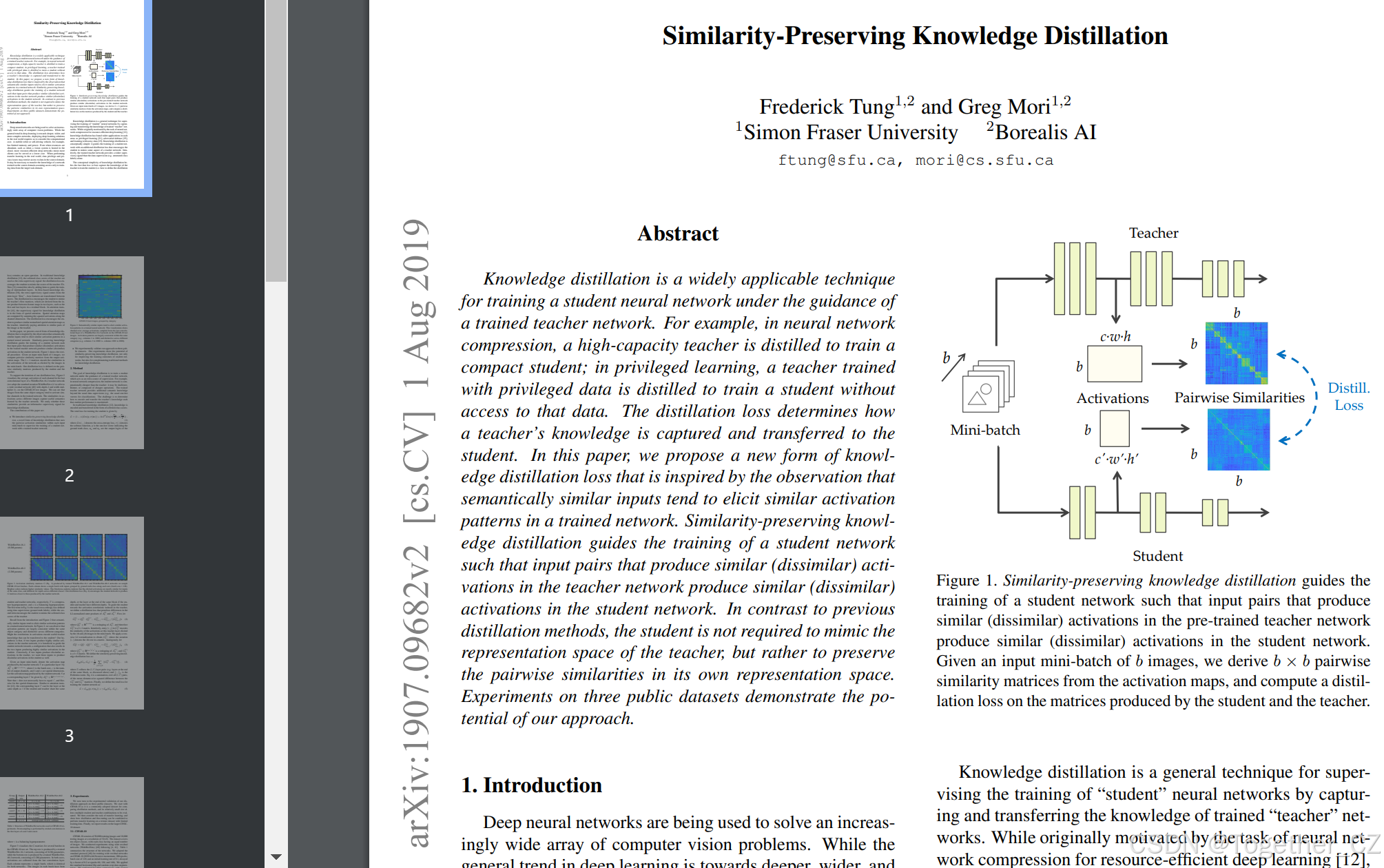 SP：Similarity-Preserving Knowledge Distillation——相似性保持的知识蒸馏-CSDN博客
