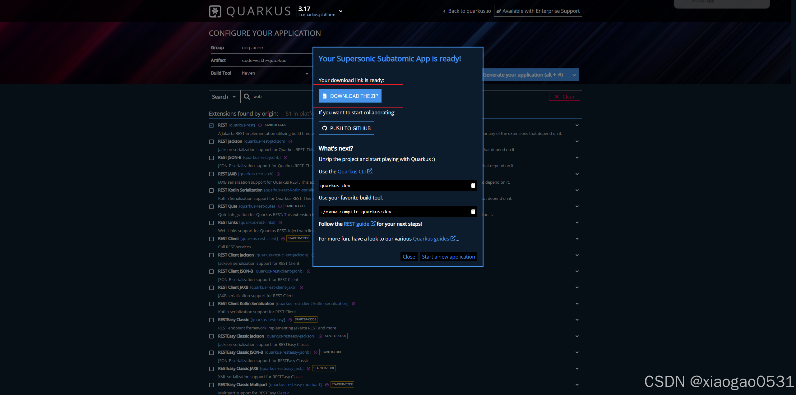 Quarkus学习记录（三）脚手架搭建_quarkus脚手架-CSDN博客