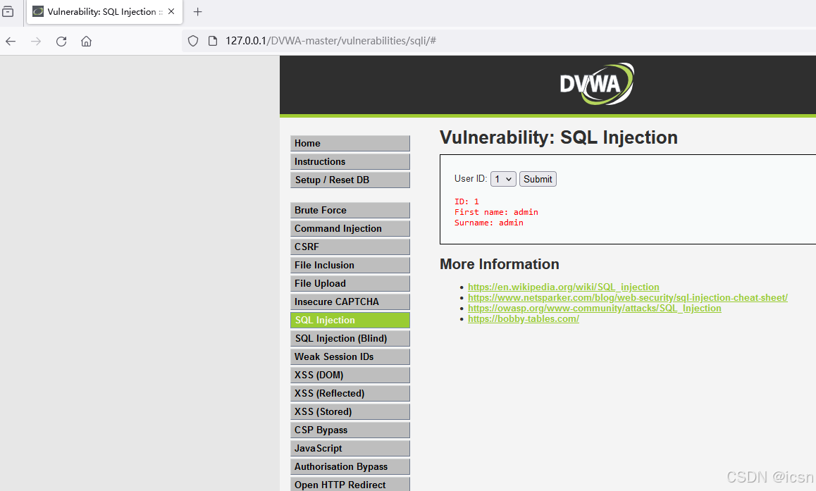 dvwa Vulnerability: SQL Injection记录-CSDN博客