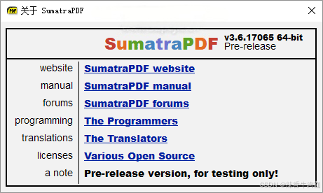 [Windows] PDF阅读器 Sumatra PDF v3.6.1（17.5MB）-CSDN博客