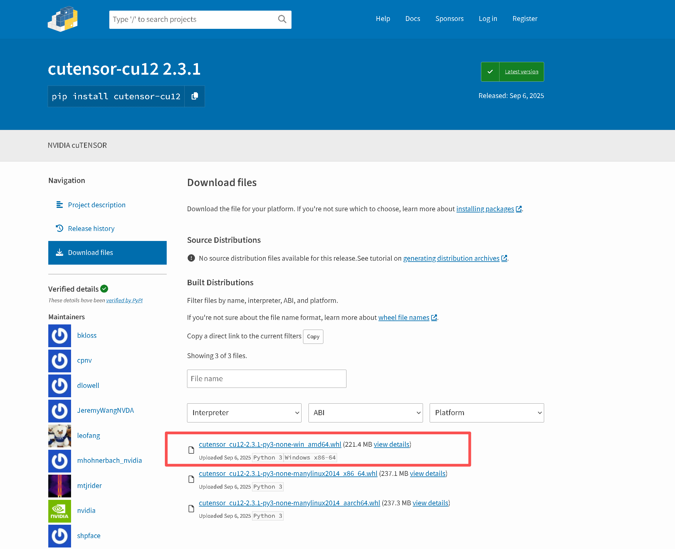 Windows 系统 Python 虚拟环境中安装 CUDA 相关包的完整指南 cutensor-cu12 /tensorrt-cu12 ...