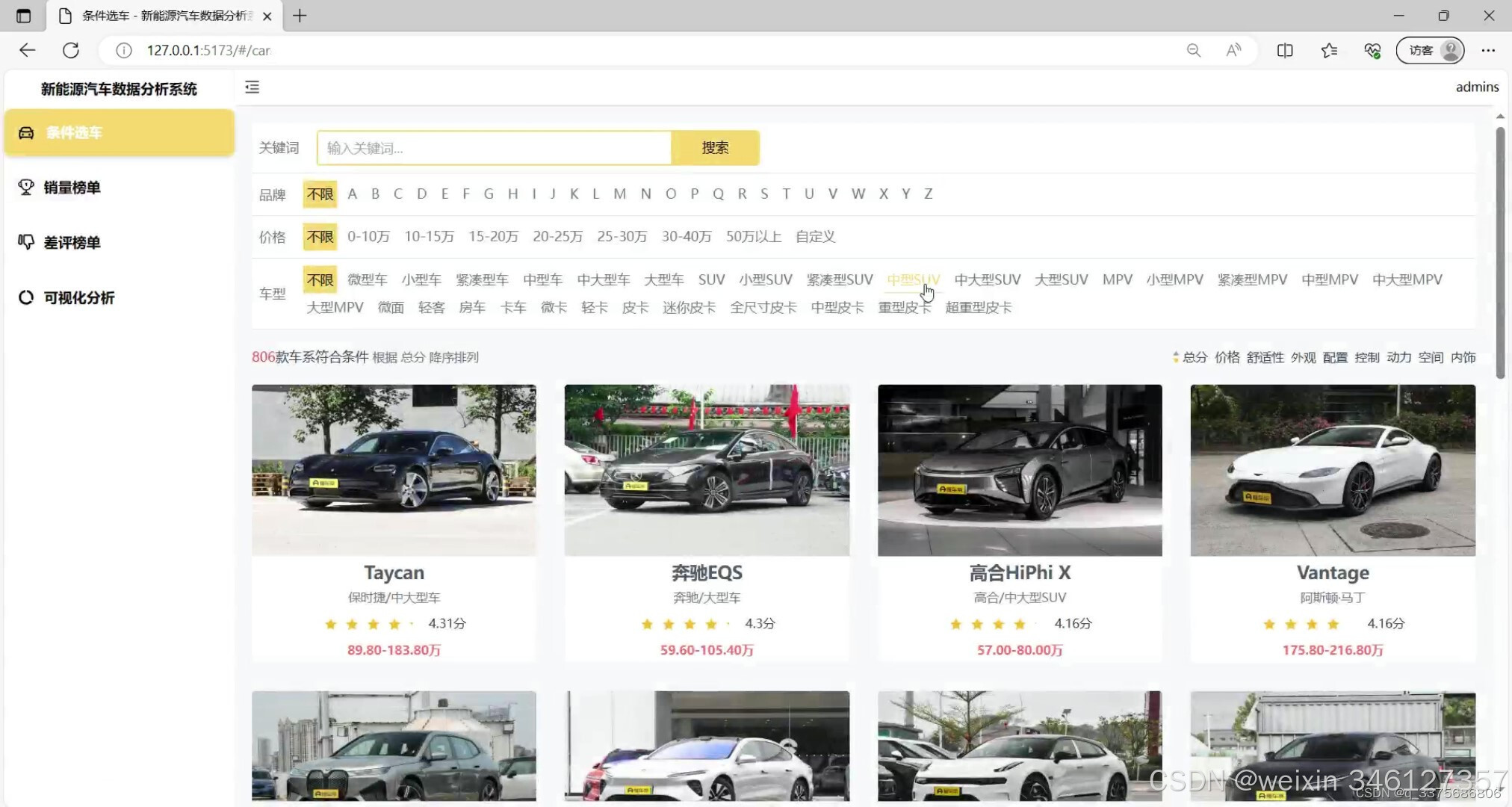 毕业设计:python新能源汽车数据分析可视化系统 Django框架 Scrapy爬虫 懂车帝(源码)基于python新能源汽车数据可视化推荐系统 Csdn博客