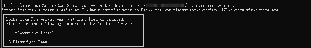 python playwright能在pycharm中运行，在命令行运行playwright codegen 报错：Error: Executable doesn‘t exis ...