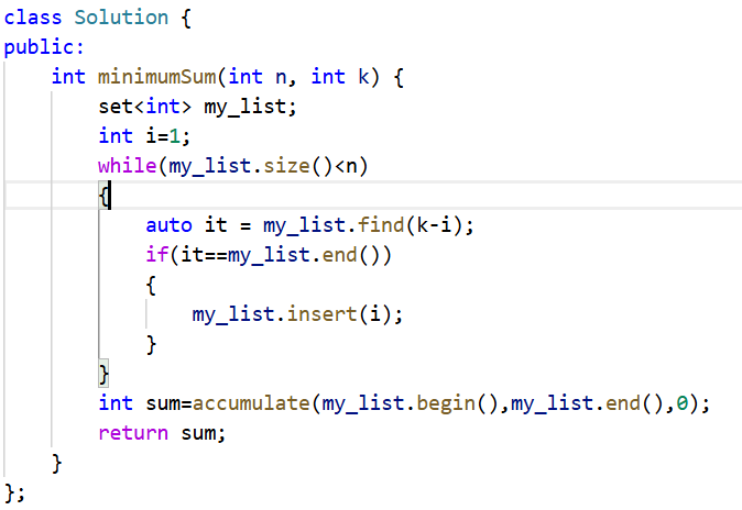 每天一道leetcode——《k-avoiding数组的最小总和数》-CSDN博客