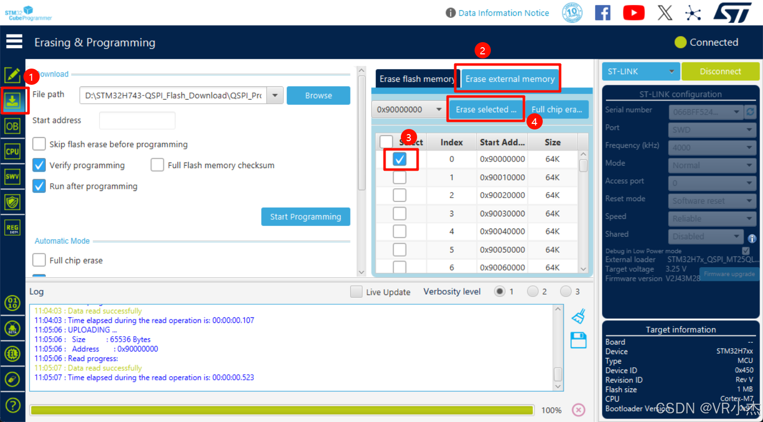 STM32H7 STM32CubeProgrammer读取、擦除外部QSPI Flash_stm32cubeprogrammer擦除-CSDN博客