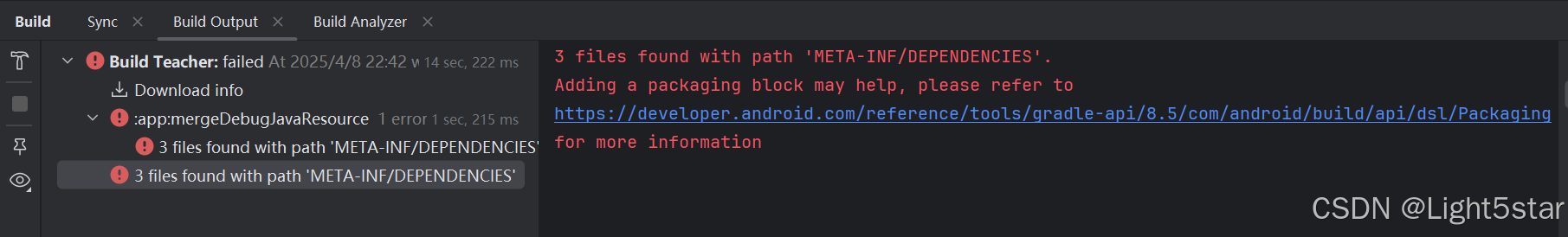 Adnroid 问题 | 3 files found with path ‘META-INF/DEPENDENCIES‘. | 包重复问题_resources.excludes.add ...