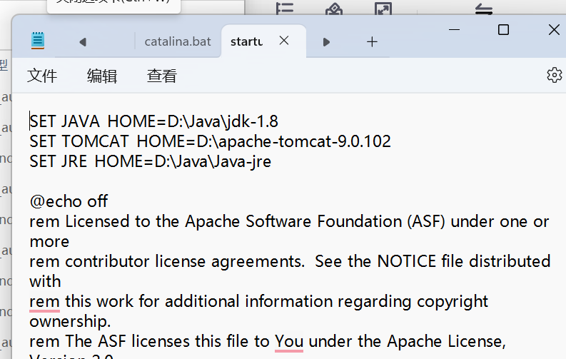＞SET TOMCAT_HOME=D:\apache-tomcat-9.0.102The JRE_HOME environment variable is not defined ...