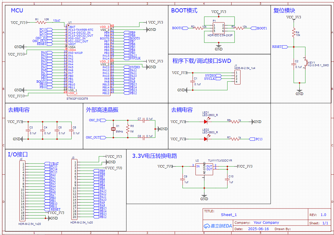 立创EDA绘制STM32F103C8T6最小系统_stm32f303cbt6最小系统连接-CSDN博客