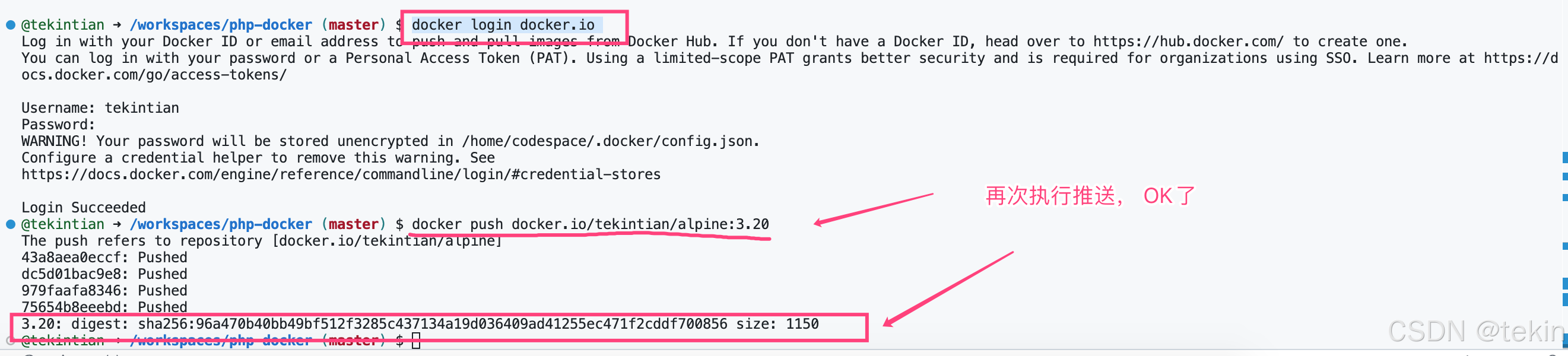 github Codespace 推送镜像到docker仓库时unauthorized: access token has insufficient scopes 解决方法 ...