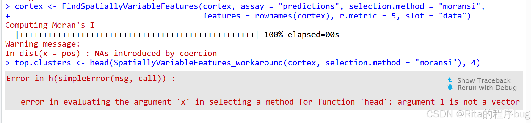 空转报错 | error in evaluating the argument ‘x‘ in selecting a method for function ‘head‘_error in ...