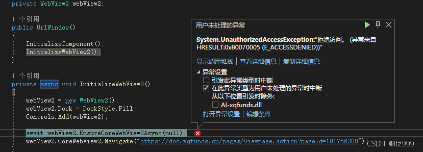 System.UnauthorizedAccessException:“拒绝访问。(异常来自 HRESULT:0x80070005 (E ...