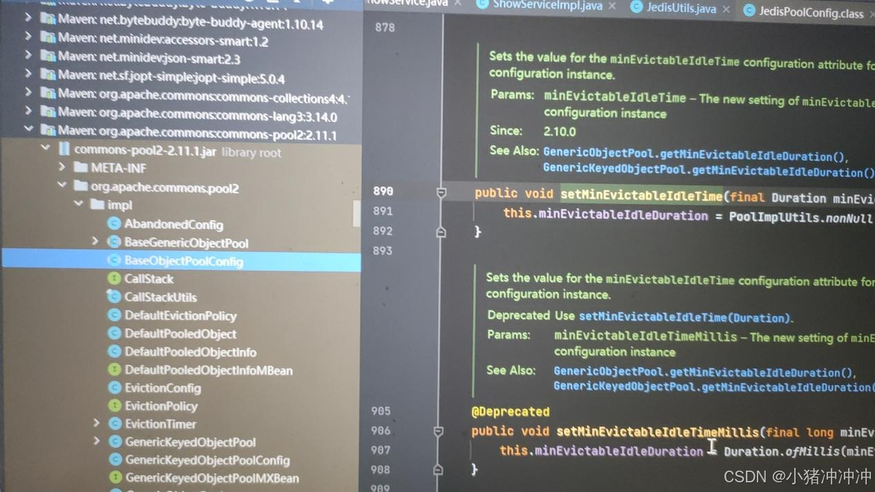 NoSuchMethodError:redis.clients.jedis.jedisPoolconfig.setMinEvictableTime(Ljava/time/Duration；)V ...