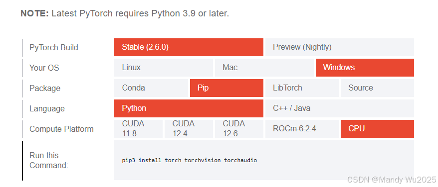 安装pytorch cpu版本出现Could not find a version that satisfies the requirement torch==2.0.0 (from ...